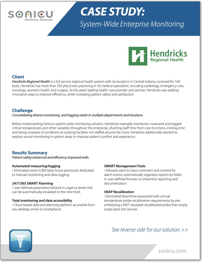 Enterprise Monitoring: Hendricks Regional Hospital | Sonicu